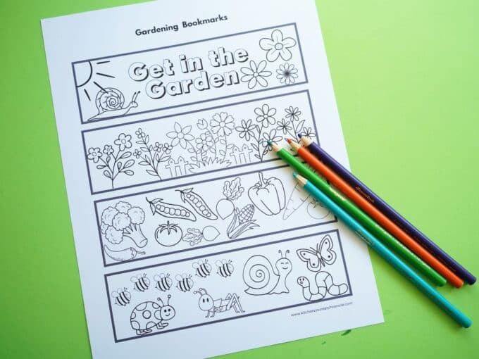 Printable Garden Bookmarks to Color