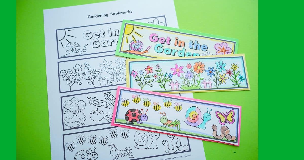 Printable Garden Bookmarks to Color