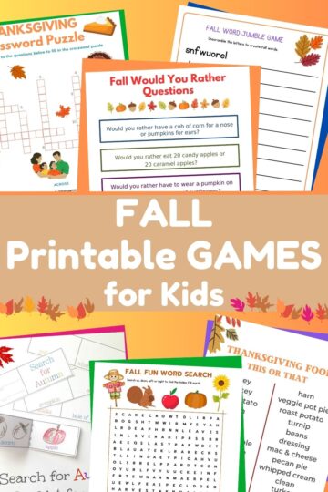 Fall Printable Games and Activities for Kids