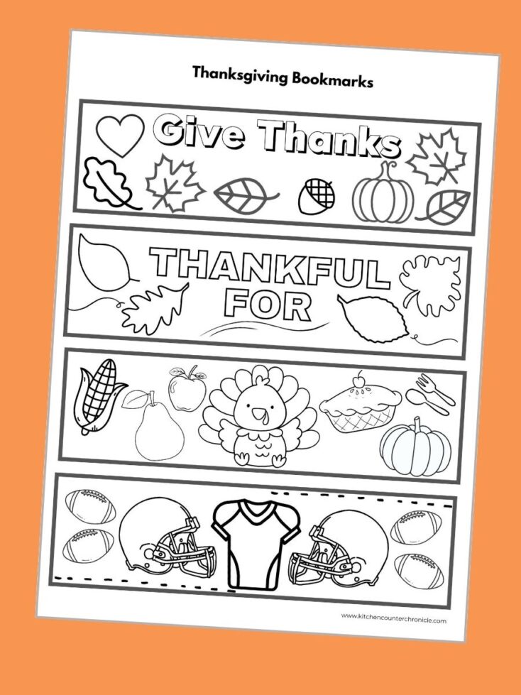 Thanksgiving Bookmarks to Color