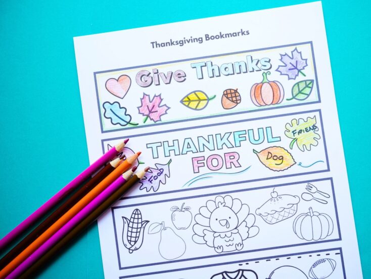 Thanksgiving Bookmarks to Color