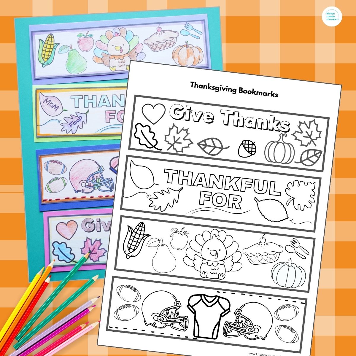 Thanksgiving Bookmarks to Color