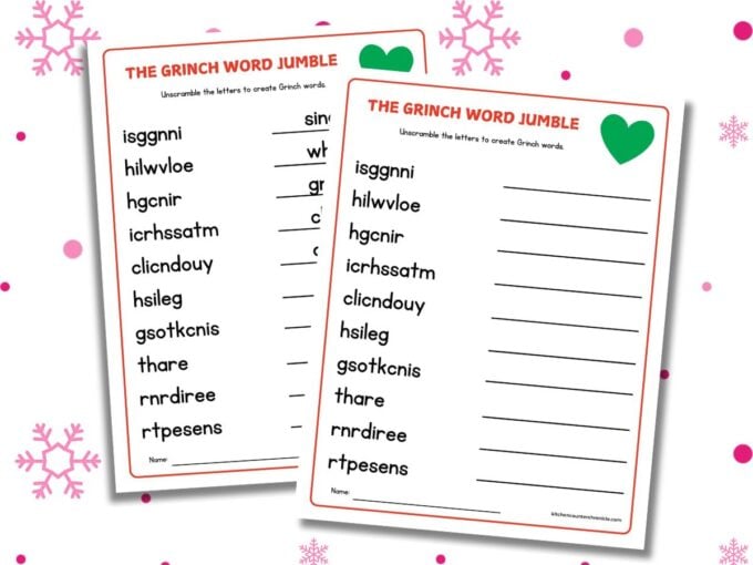 Free Printable The Grinch Word Games
