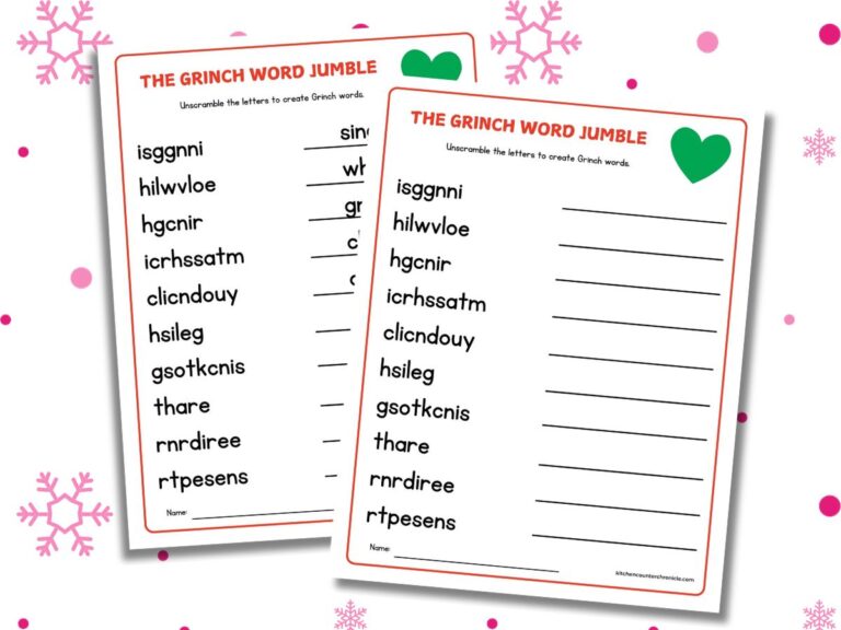 Free Printable The Grinch Word Games