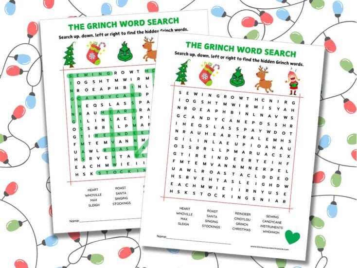 Free Printable The Grinch Word Games