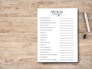 Father's Day Quiz for Dad and Kid to Answer