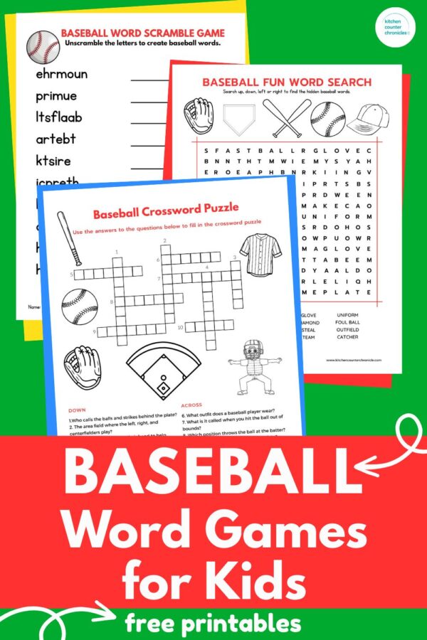Baseball Word Games for Kids