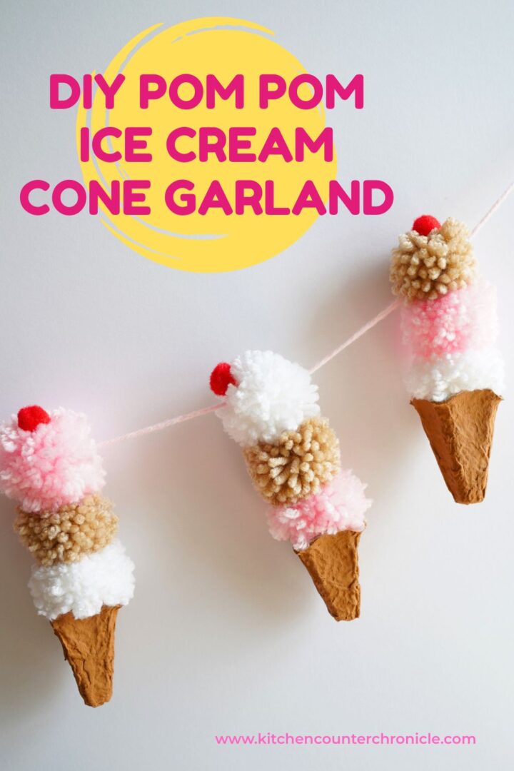 DIY Pom Pom Ice Cream Cone Garland