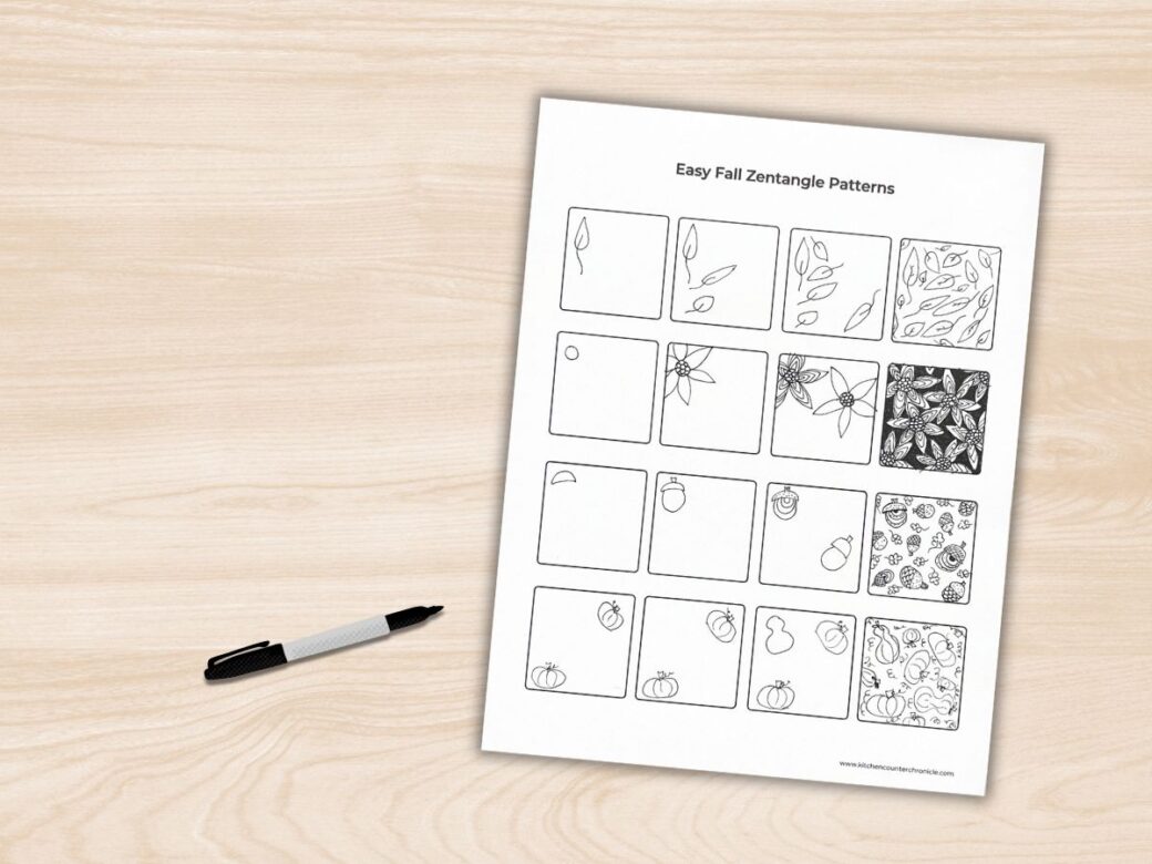 Fall Zentangle Patterns and Fall Zentangle Templates
