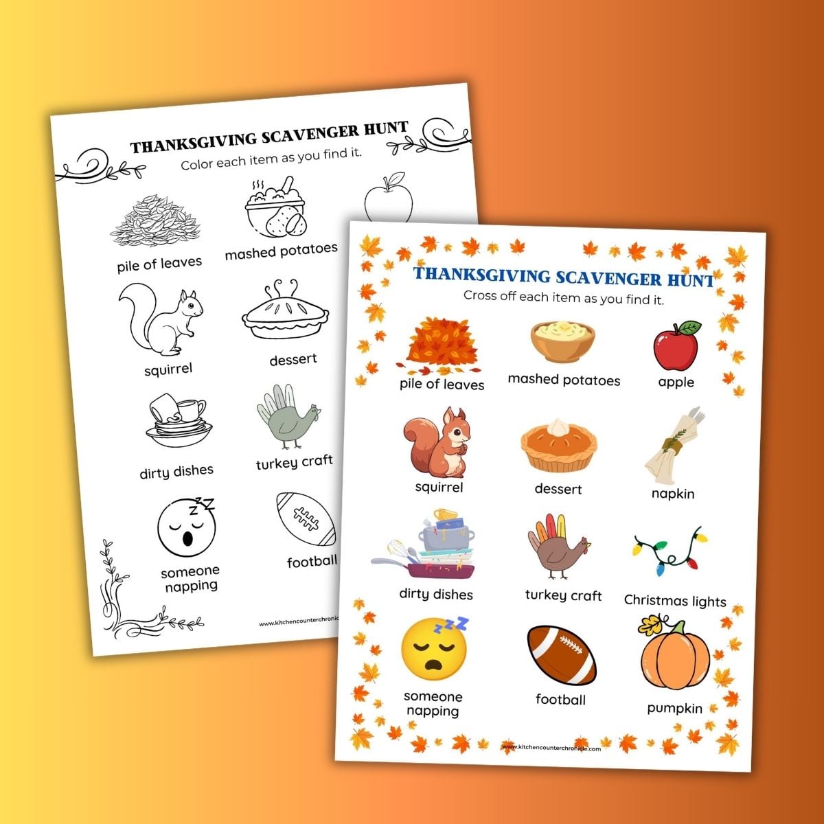 Printable Thanksgiving Scavenger Hunts