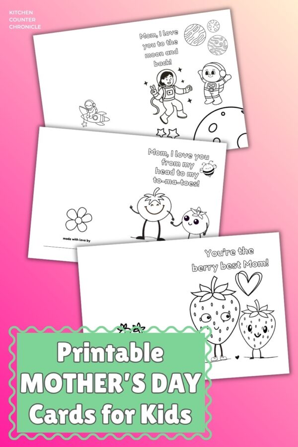 Punny Printable Mother's Day Cards for Kids to Color for Mom