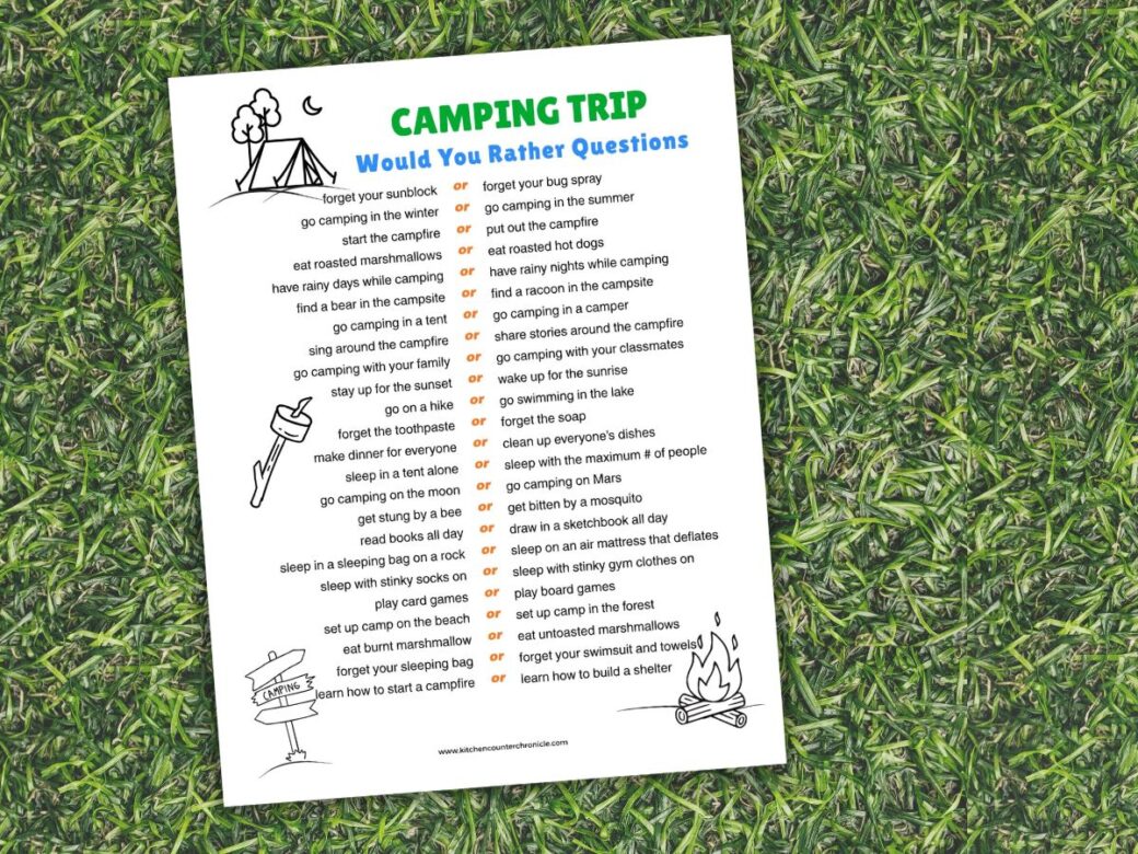 Funny Would You Rather Camping Questions for Kids